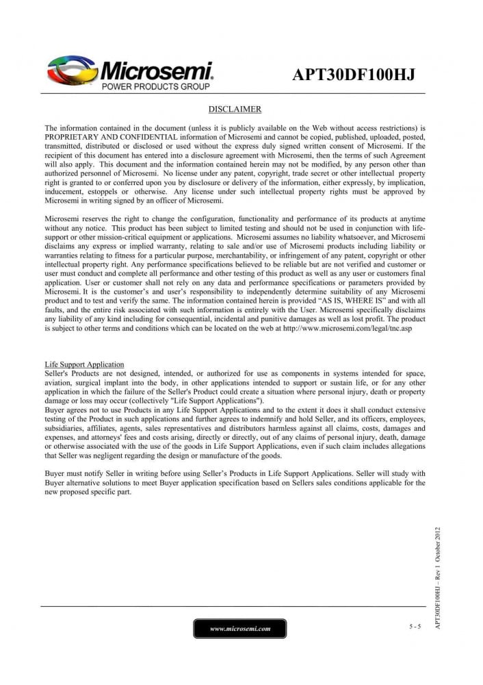 APT30DF100HJ datasheet page 5