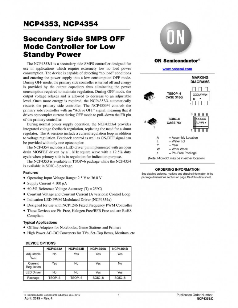 NCP4353 datasheet page 1
