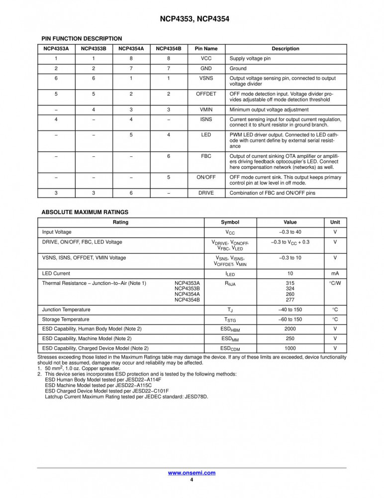 NCP4353 datasheet page 4