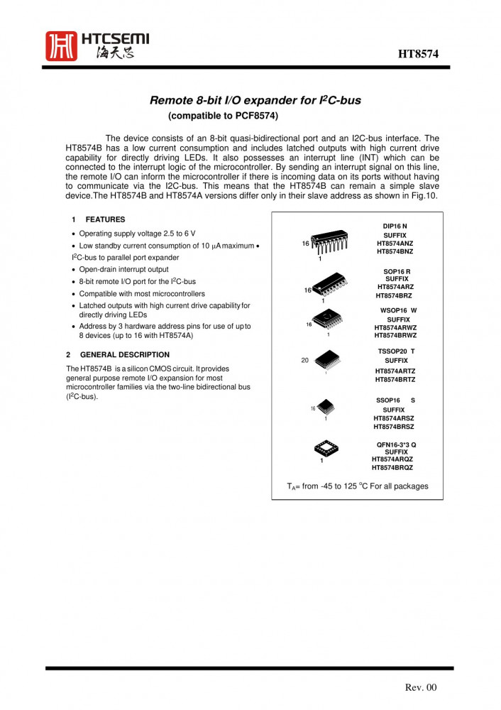 HT8574ANZ datasheet page 1