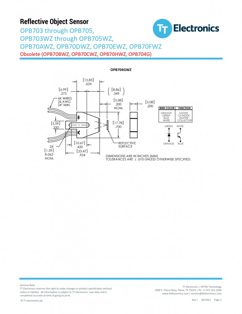 OPB703 technical document page 3