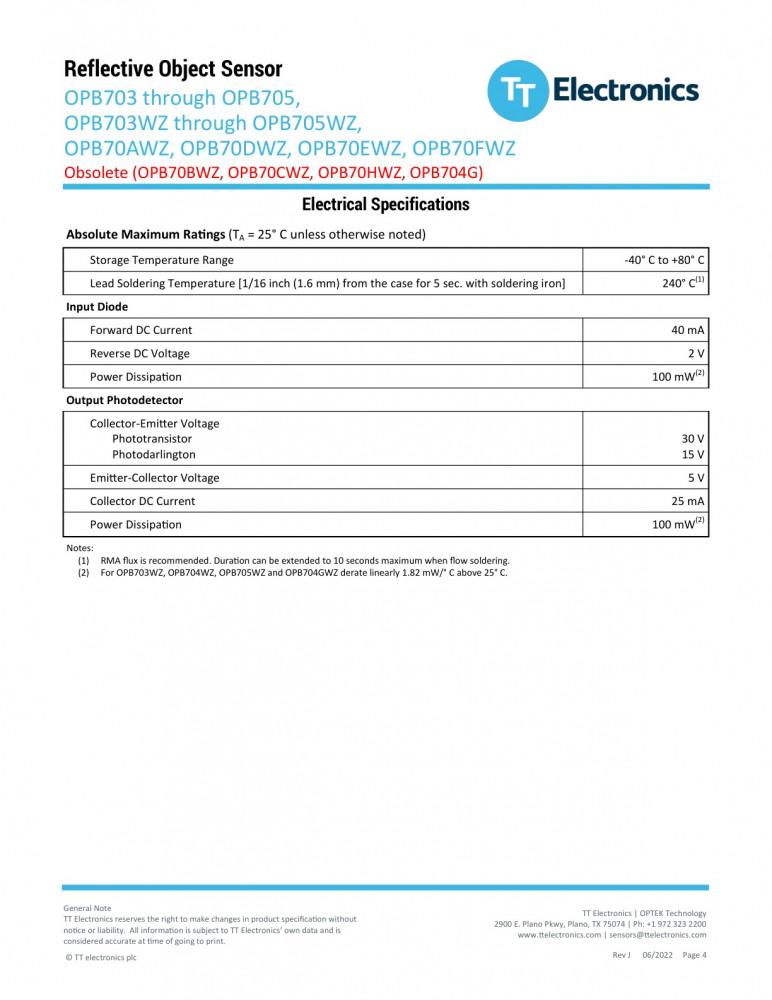 OPB703 technical document page 4