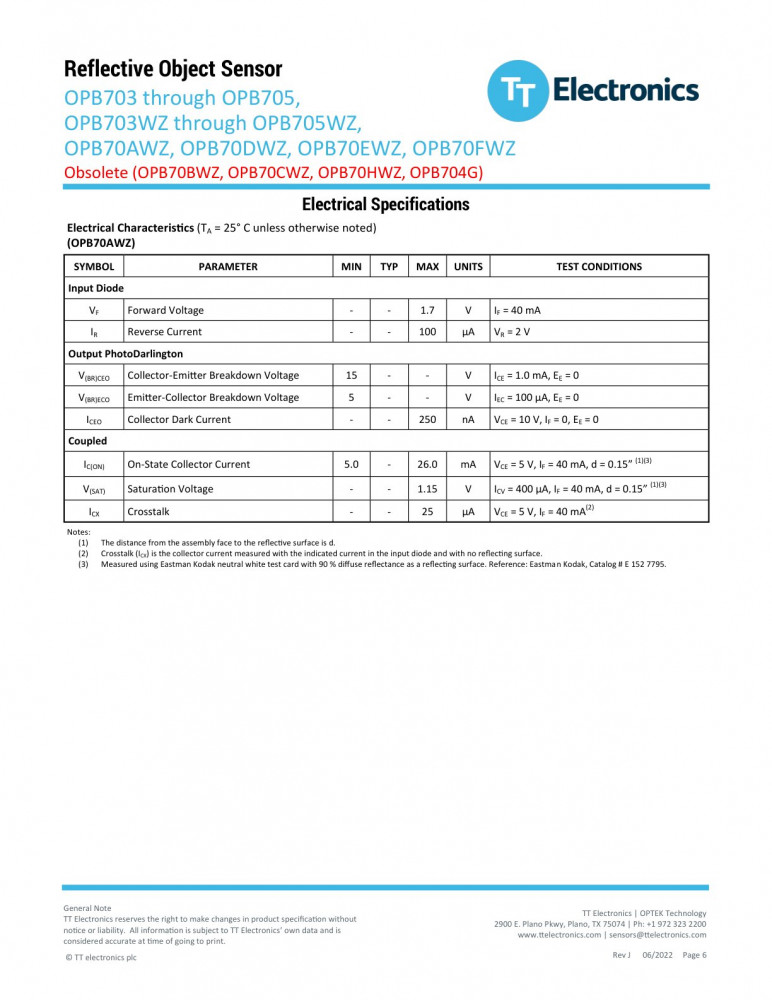 OPB703 technical document page 6