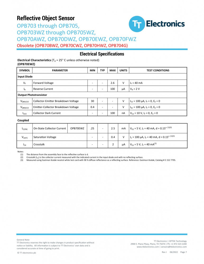 OPB703 technical document page 7
