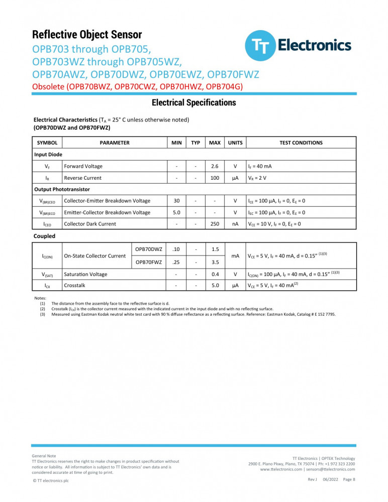 OPB703 technical document page 8