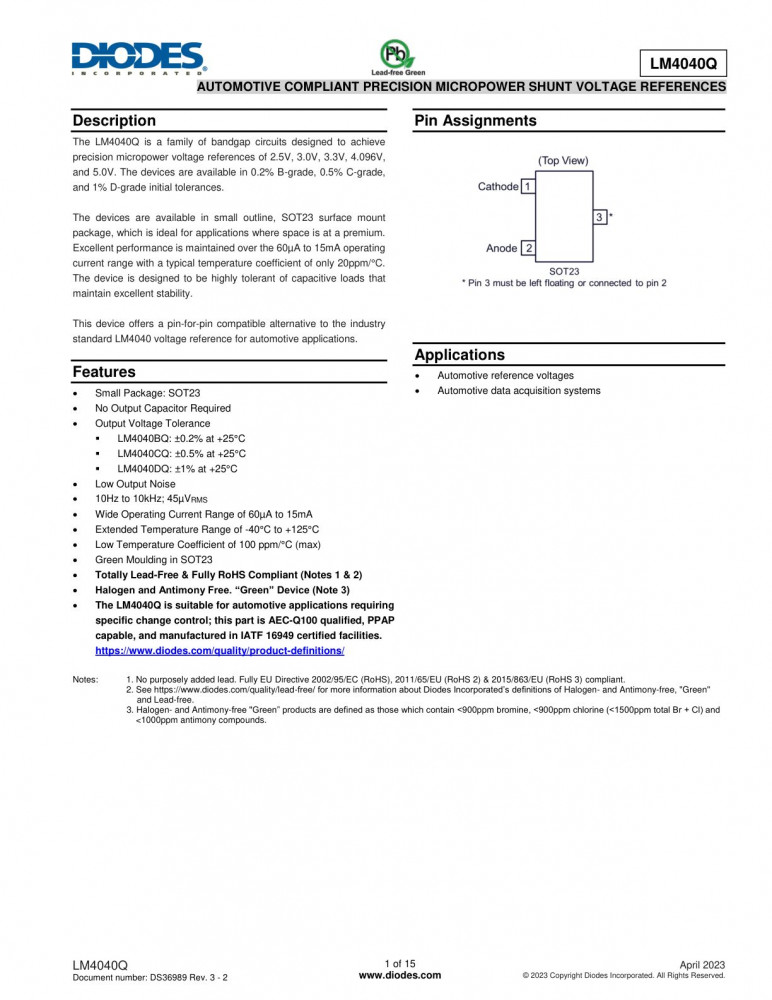LM4040D41FTA document page 1