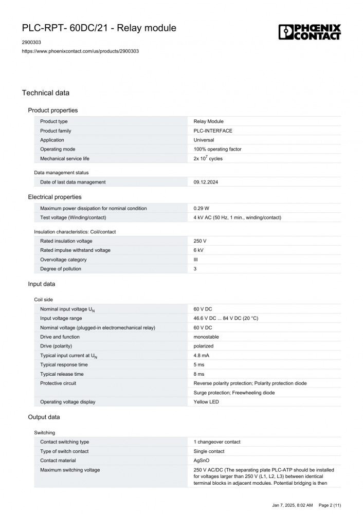 Phoenix Contact 2900303 technical document page 2