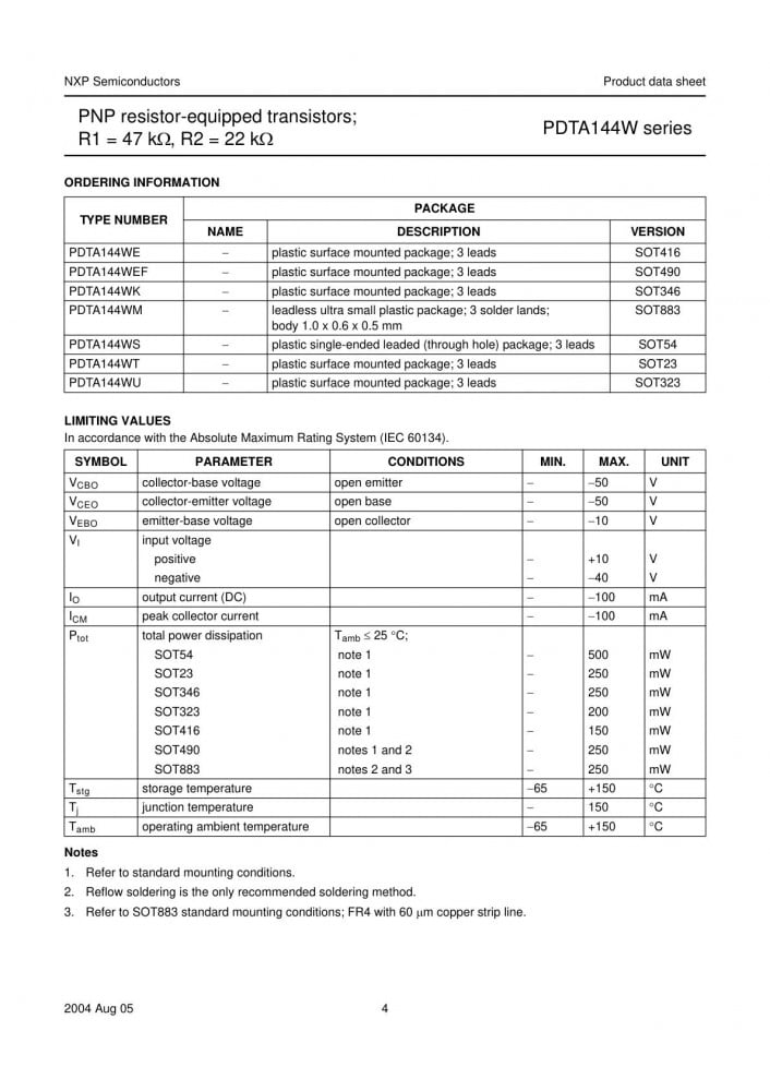 PDTA144W datasheet page 5