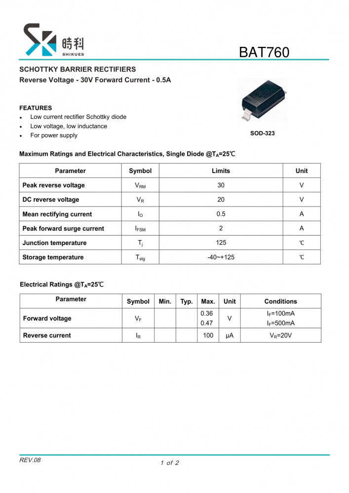 BAT760 technical document page 1
