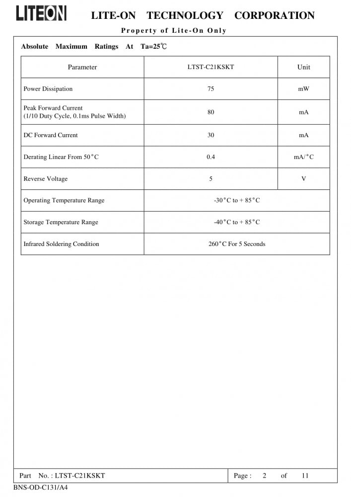 LTST-C21KSKT datasheet page 3