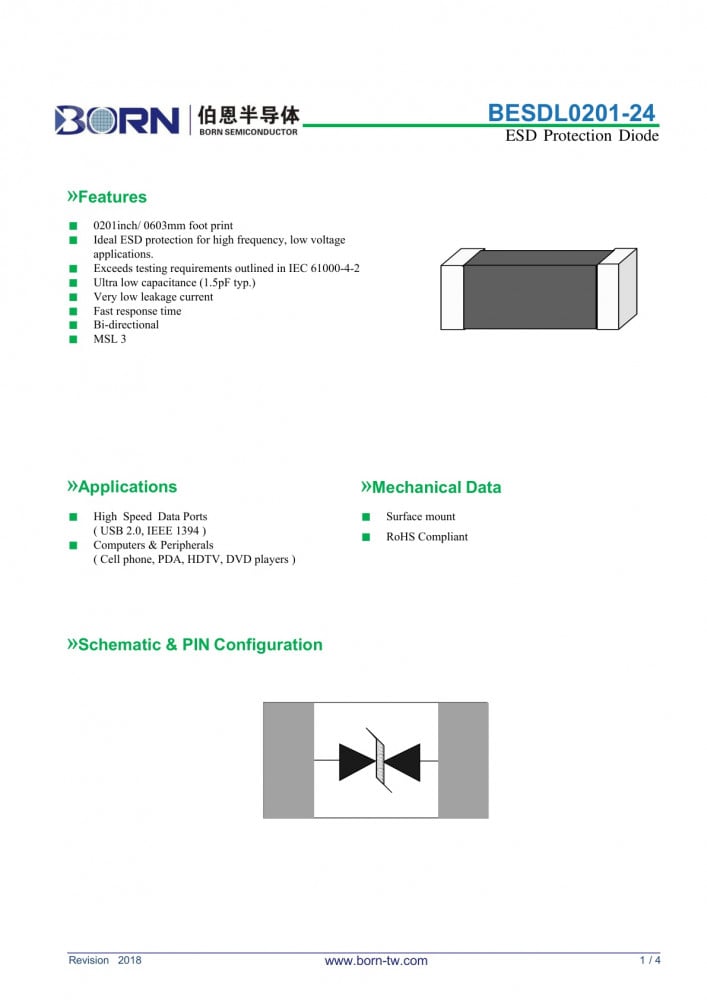 BESDL0201-24 datasheet page 1