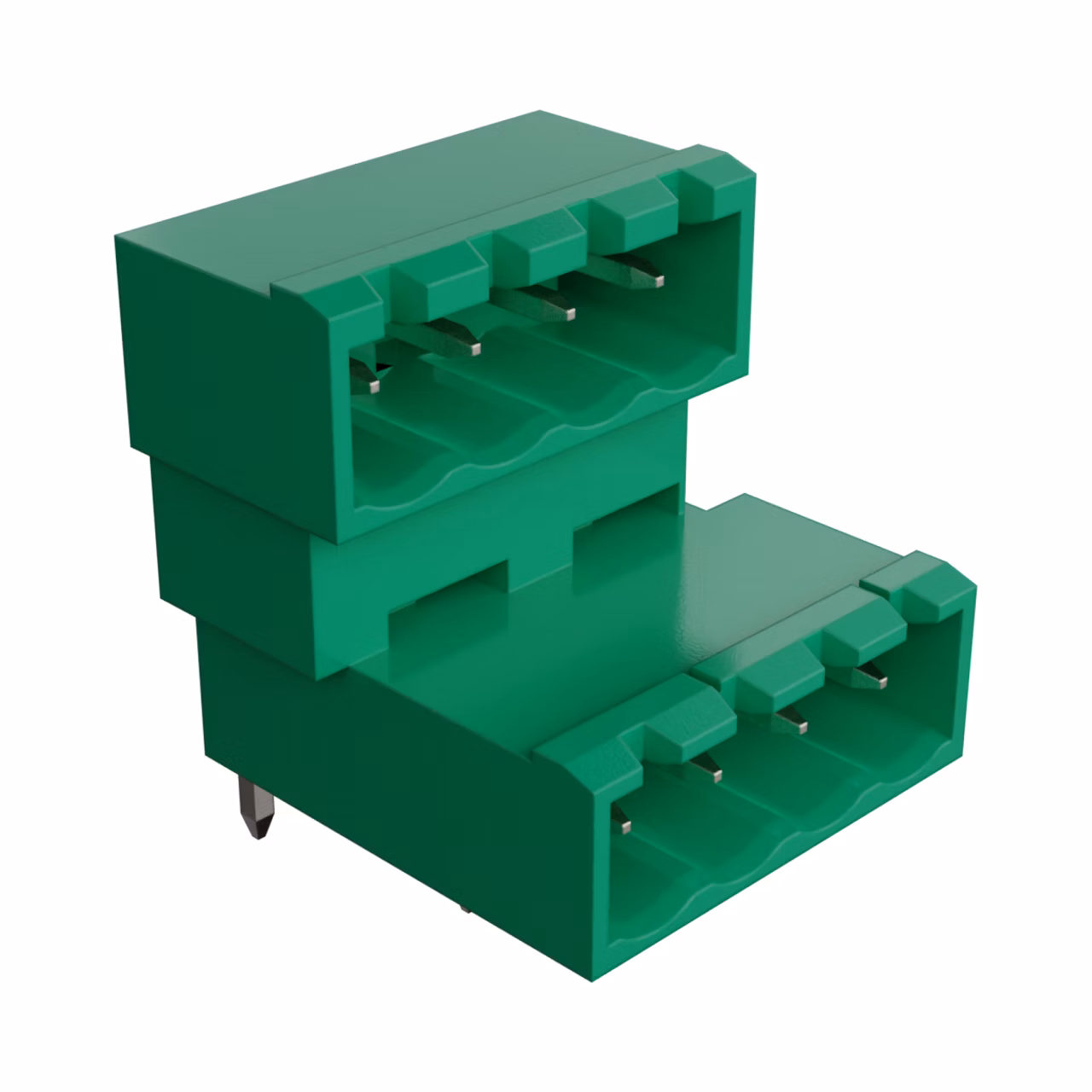5.00mm Pitch Eurostyle Horizontal Dual Level PCB Header, Closed Ends, Green Housing, 8 Circuits for sale