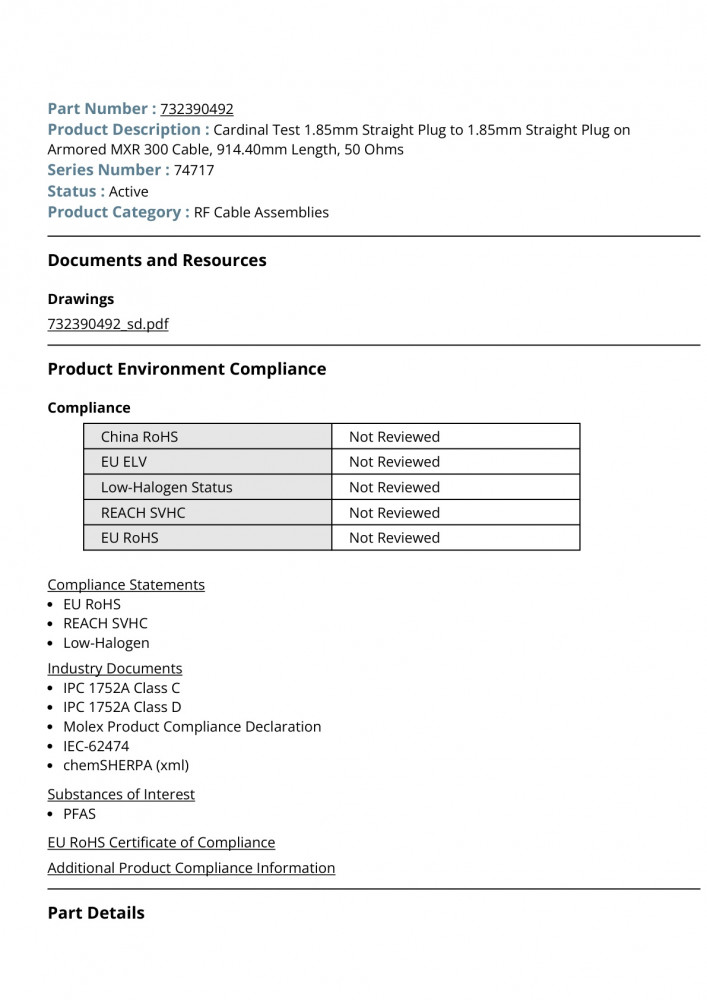 MOLEX 732390492 product drawing, page 1