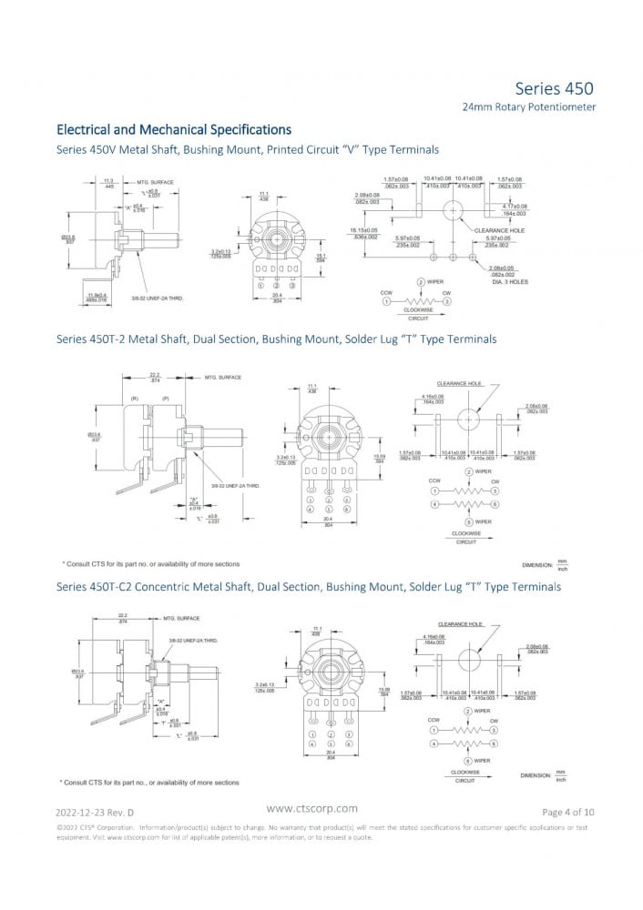 CTS Series 450 datasheet page 4