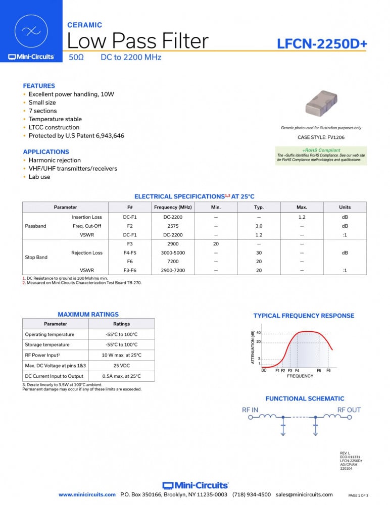LFCN-2250D+ datasheet page 1