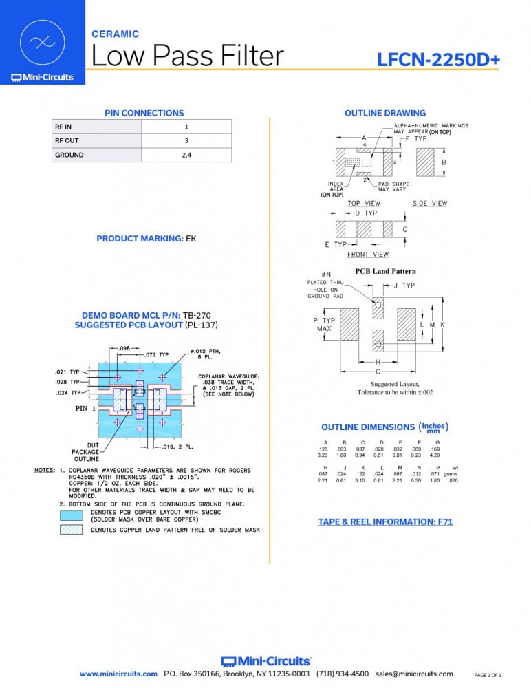 LFCN-2250D+ datasheet page 2