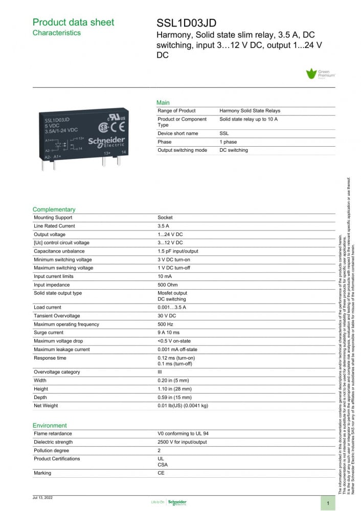 SSL1D03JD technical document page 1
