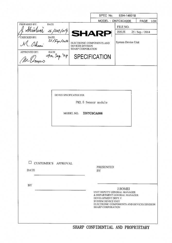 DN7C3CA006 specification page 1