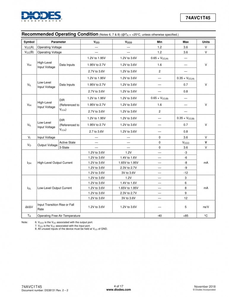 74AVC1T45DW-7 datasheet page 4