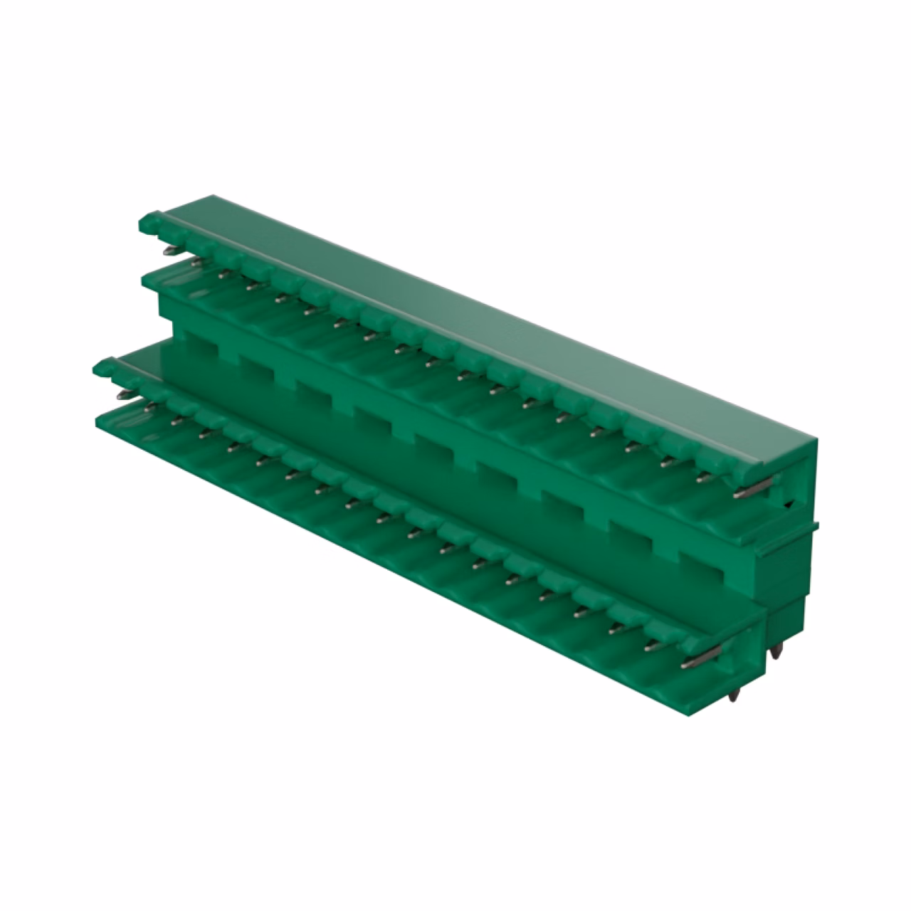 5.00mm Pitch Eurostyle Horizontal Dual Level PCB Header, Open Ends, Green Housing, 38 Circuits for sale