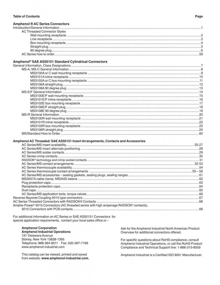 Amphenol connector catalog page 2