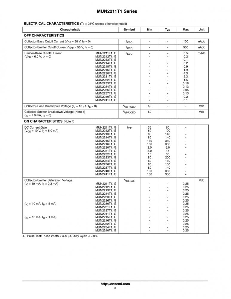 MUN2211T1 datasheet page 3