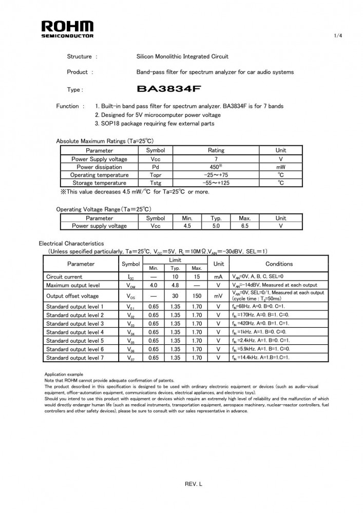 BA3834F-E2 datasheet page 1