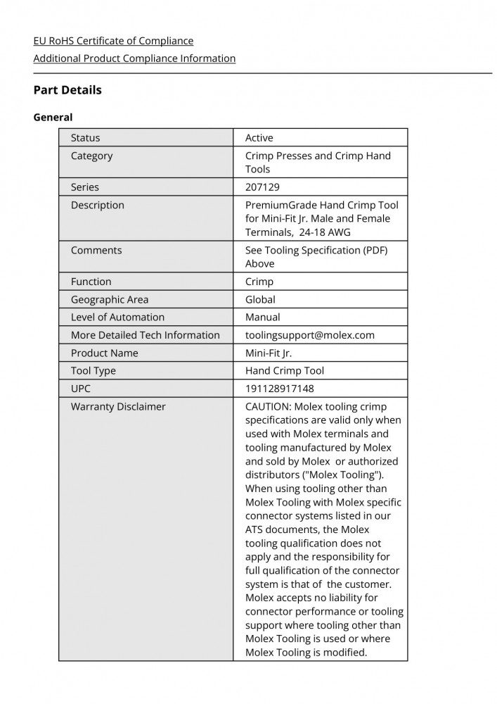 MOLEX tooling document preview, page 2