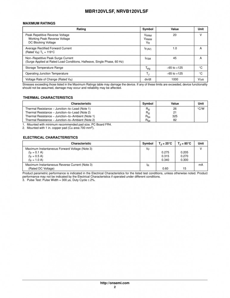 MBR120VLSFT1G datasheet page 2