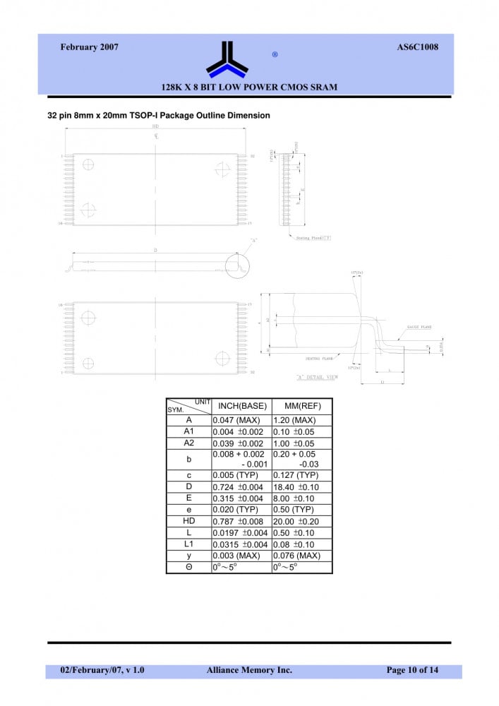 AS6C1008-55PCN datasheet page 10