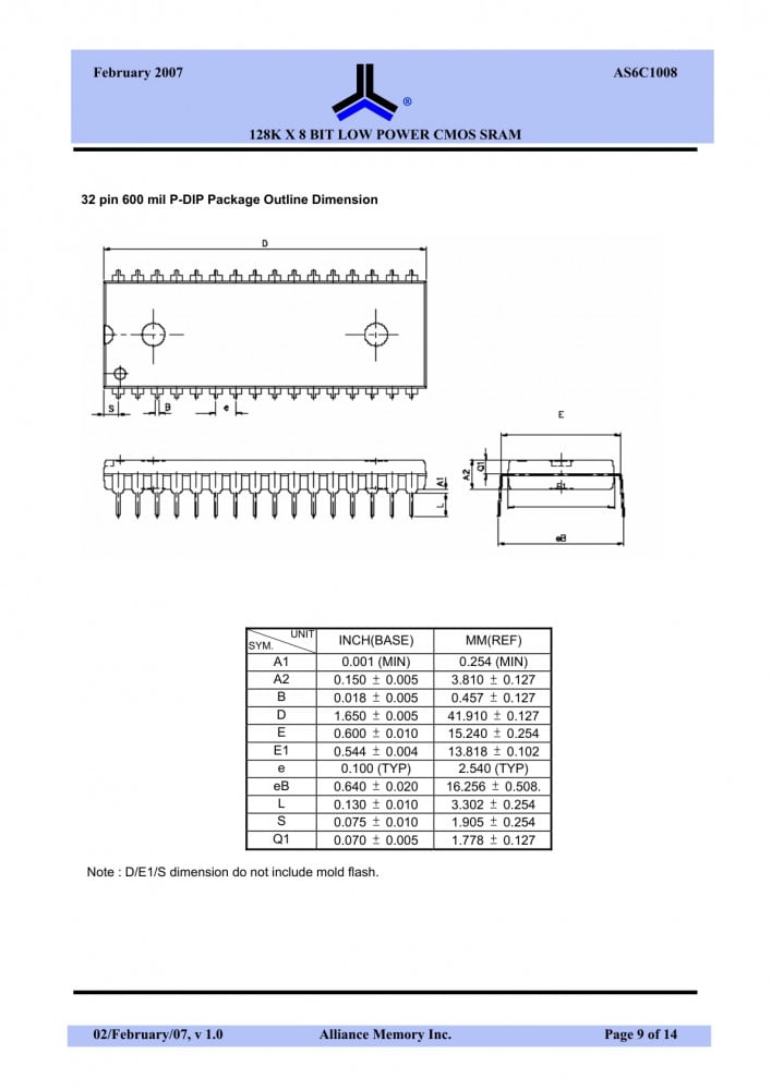 AS6C1008-55PCN datasheet page 9