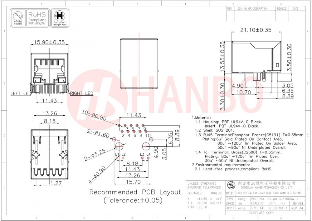 HB-W01G0520DQW-R technical drawing page 1