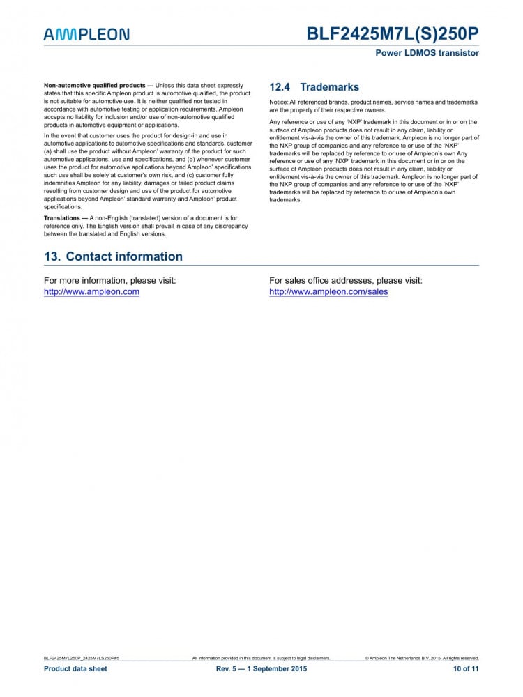 BLF2425M7L250P datasheet page 10