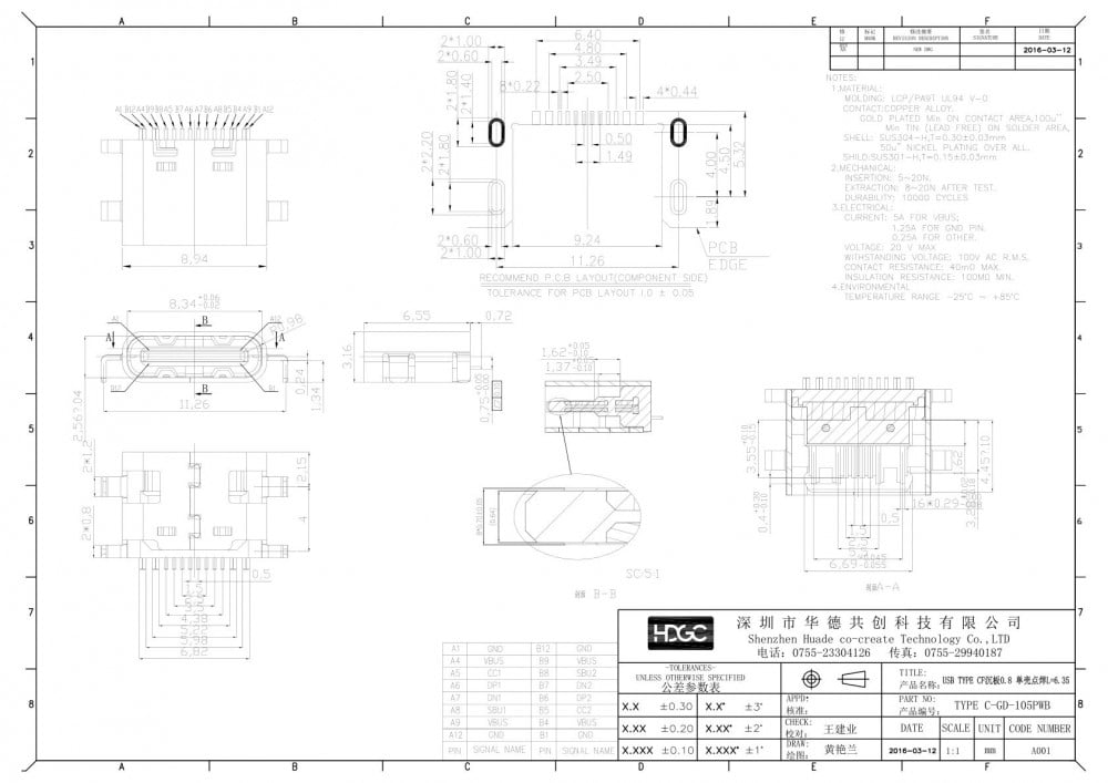 TYPE C-GD-105PWB technical document