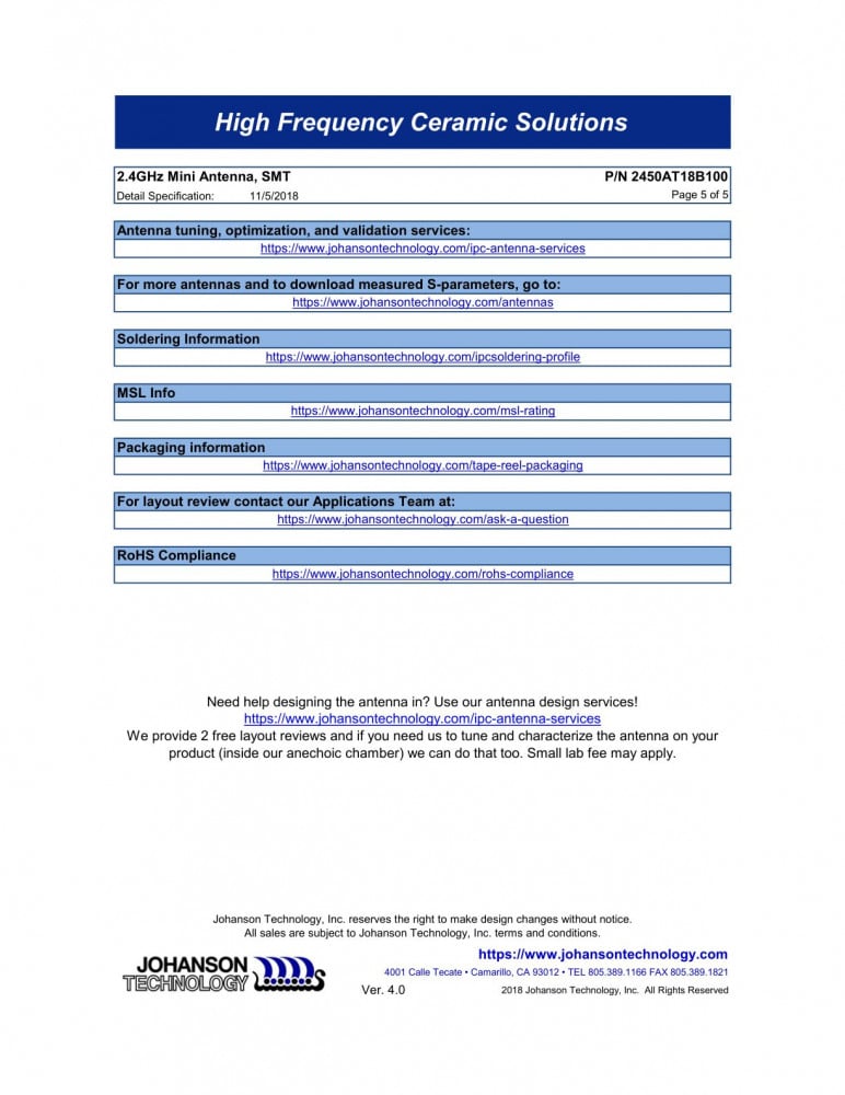 2450AT18B0100001E datasheet page 5