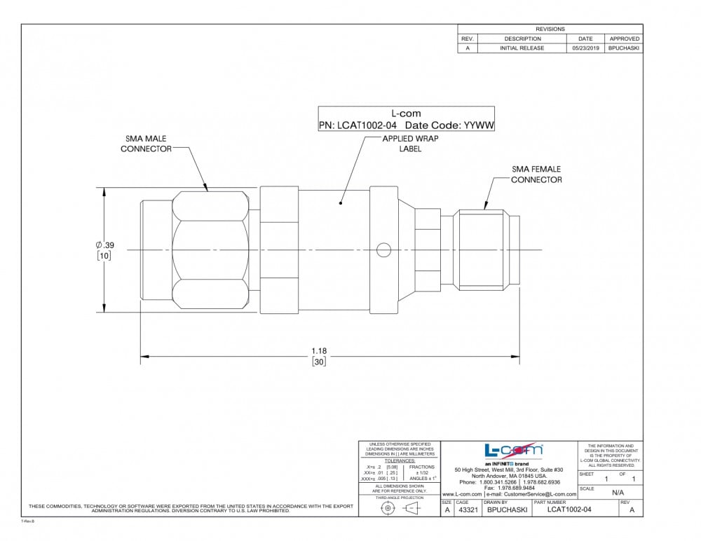 L-com LCAT1002-04 technical drawing