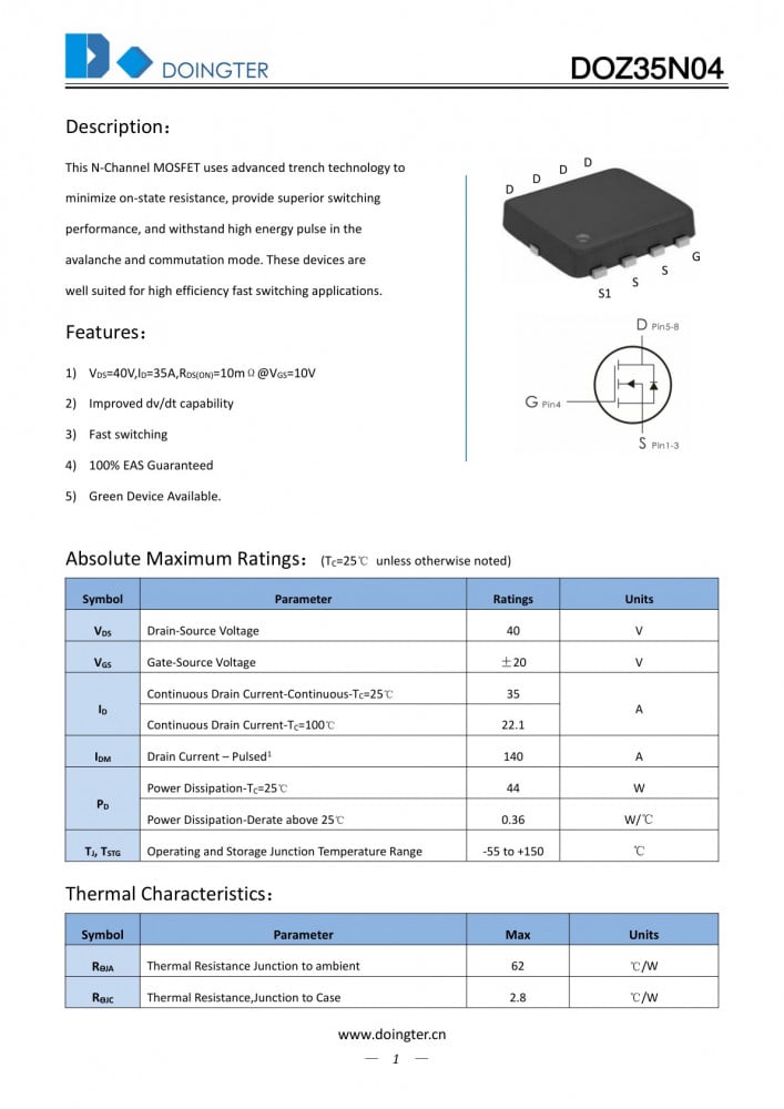DOZ35N04 datasheet page 1