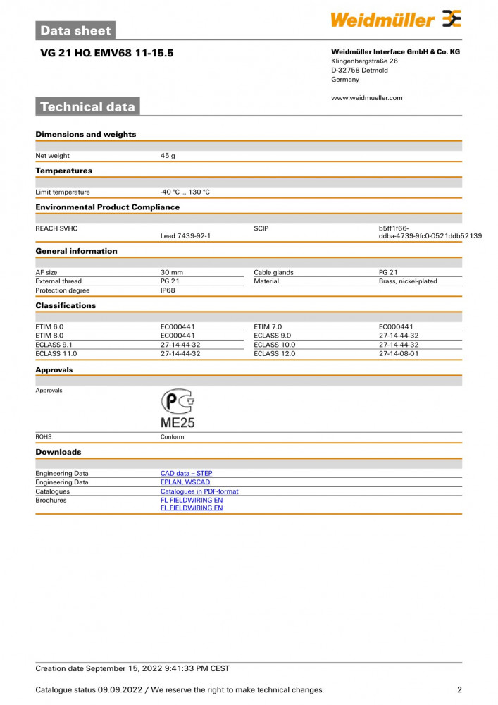 Weidmüller 1016120000 technical document page 2