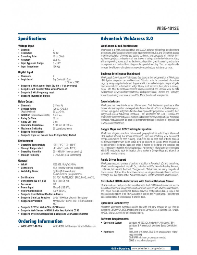 WISE-4012E product documentation, page 2