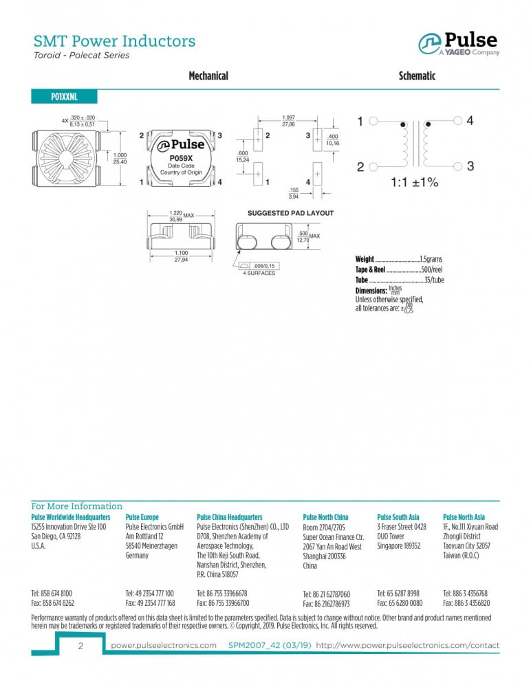 PULSE P0176NL datasheet page 2