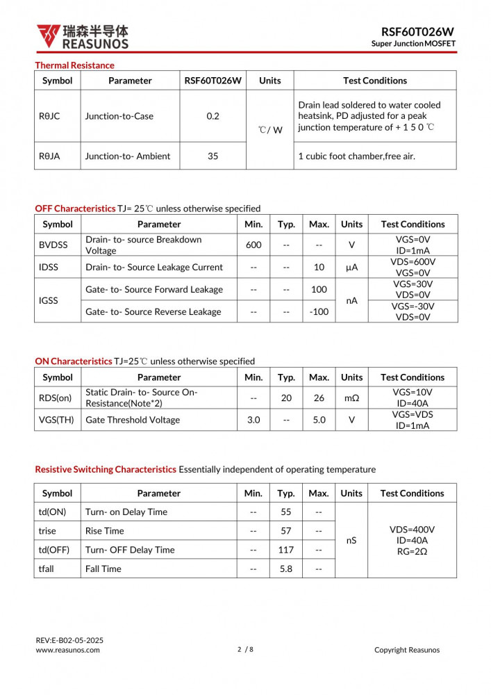 RSF60T026W datasheet page 2