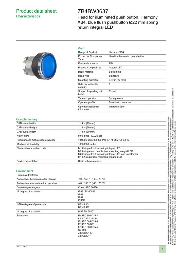 ZB4BW3637 technical document page 1