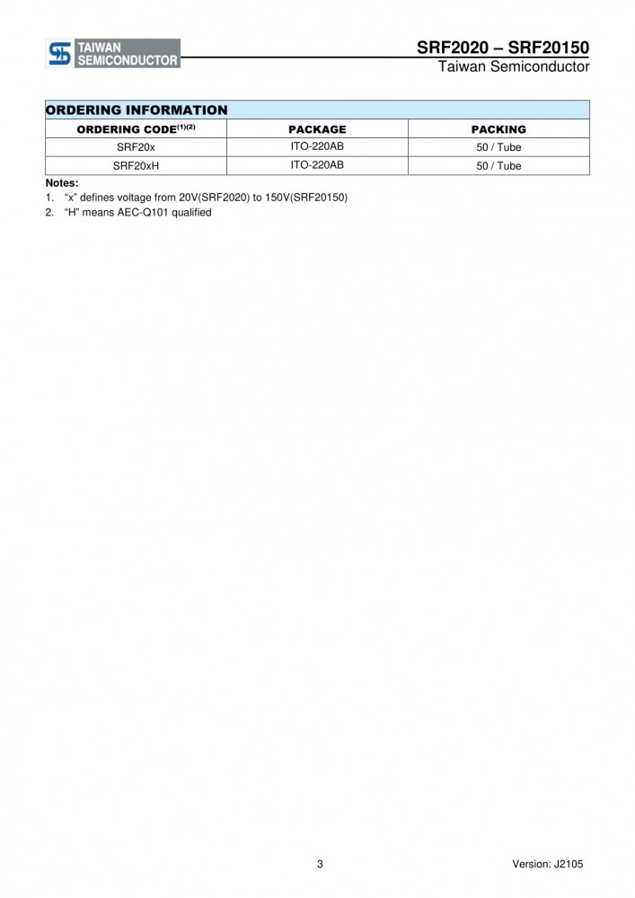 SRF2050 datasheet page 3