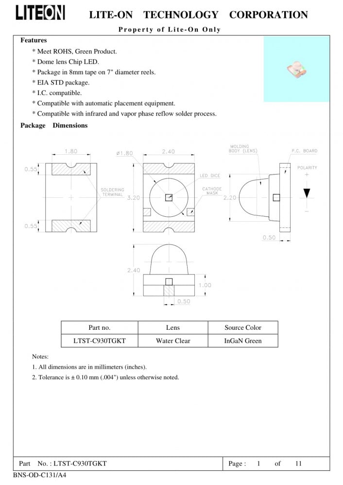 LTST-C930TGKT datasheet page 1