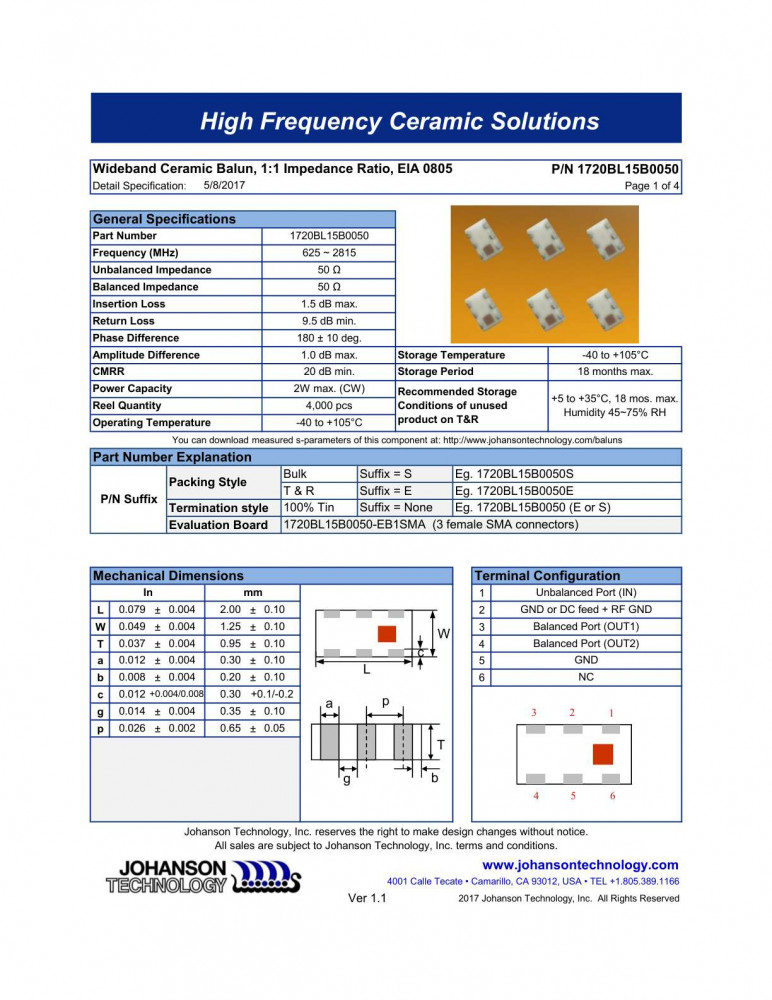 1720BL15B0050E datasheet page 1
