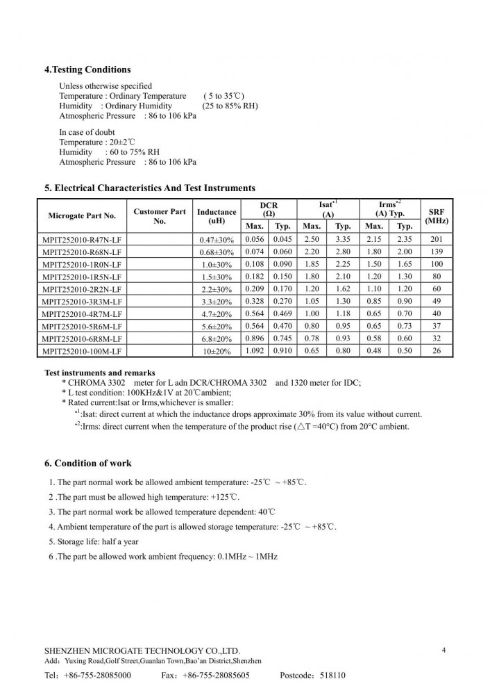 MPIT252010 specification page 5