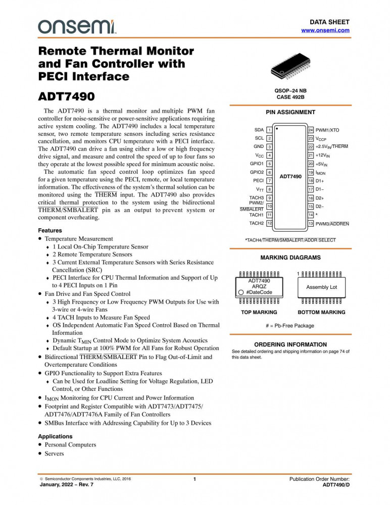 ADT7490 datasheet page 1