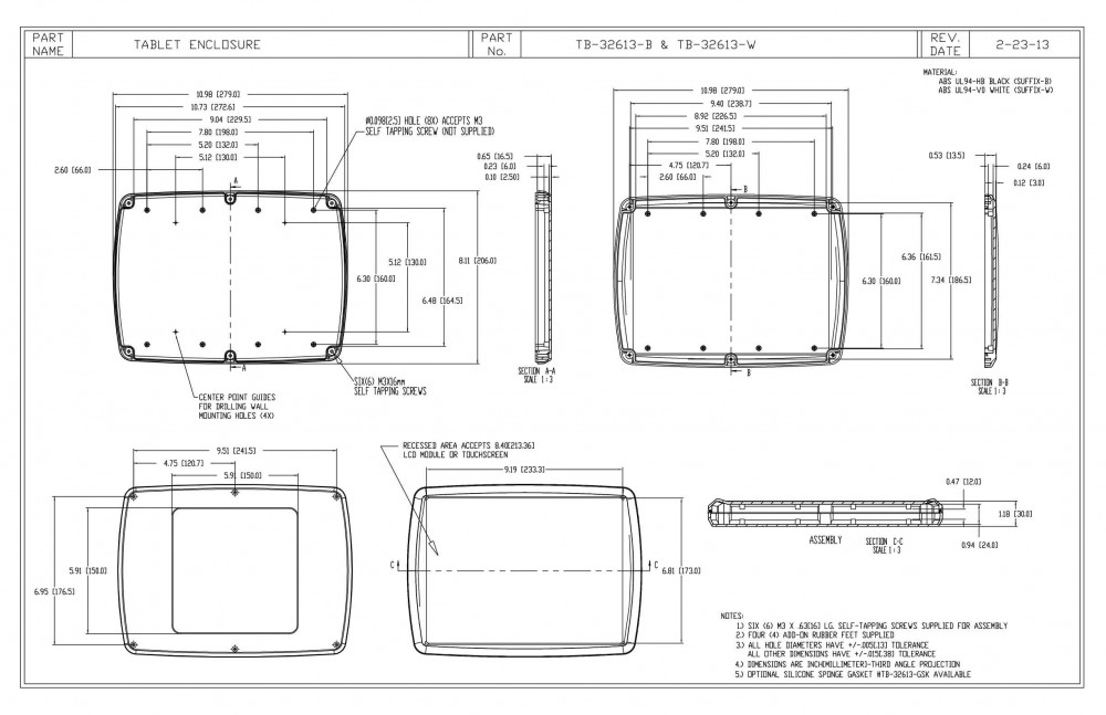 TBG-32613-B Bud Industries enclosure product drawing preview