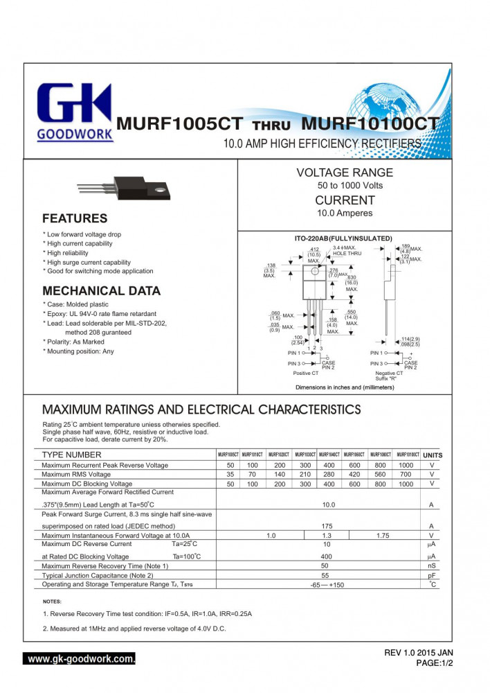 MURF1040CT datasheet page 1