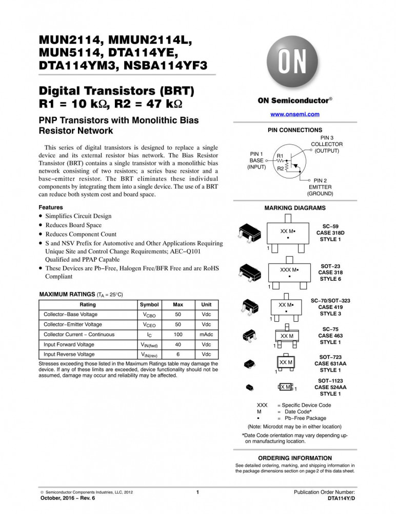 SMUN5114T3G datasheet page 2